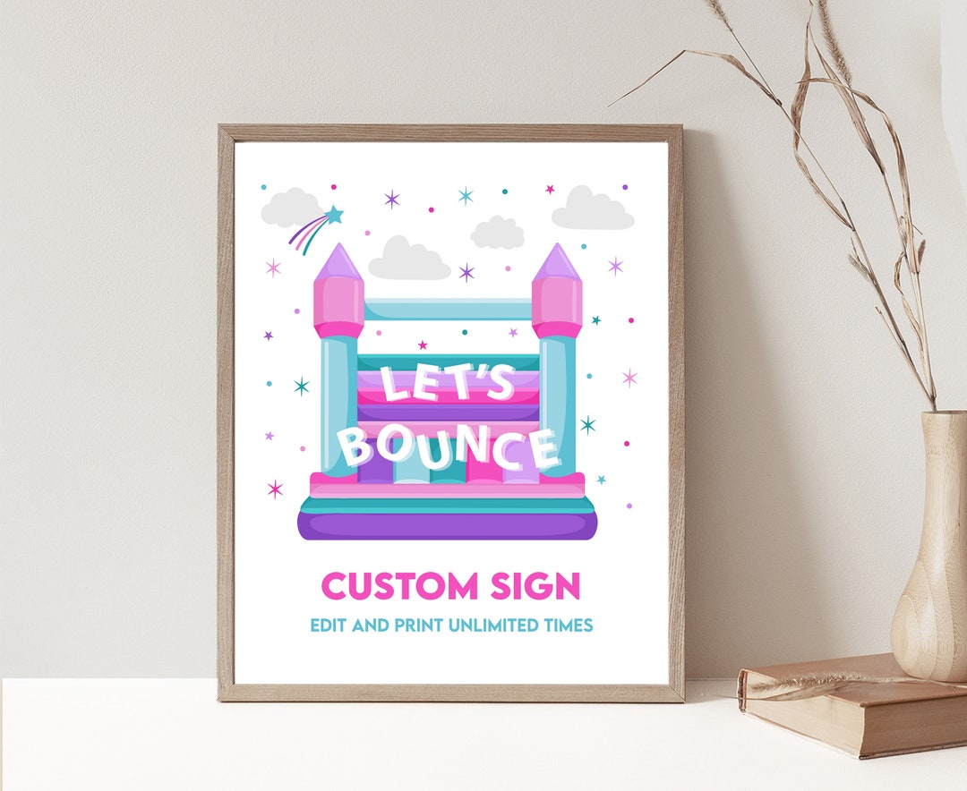 Bounce House Birthday Party Sign, Bouncy Castle Party Sign, Printable ...