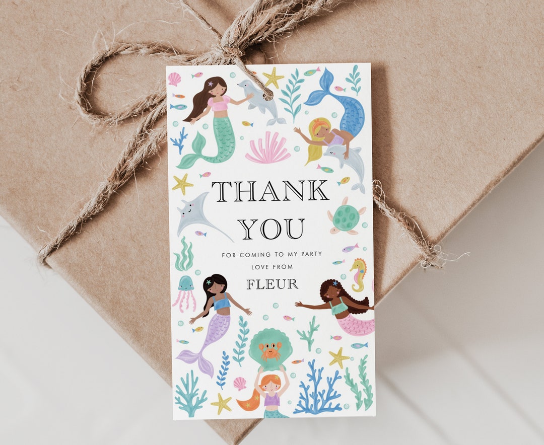 Editable Mermaid Birthday Favor Tags, Mermaid Party Gift Tags, Mermaid ...