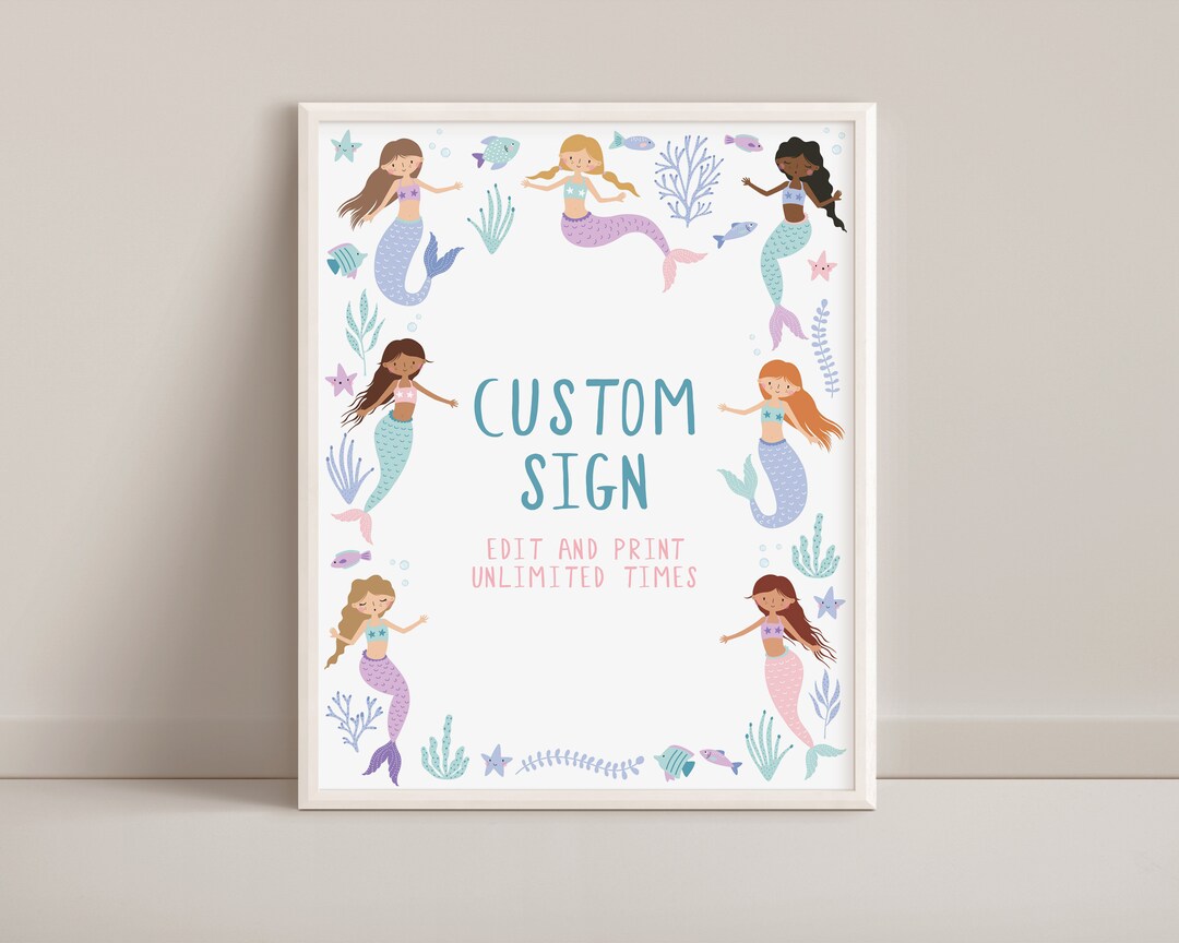 Mermaid Birthday Sign Mermaid Party Favor Sign Mermaid Party - Etsy
