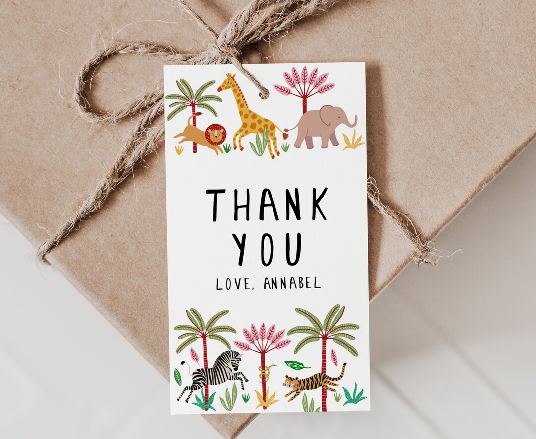Editable Jungle Favor Tags, Jungle Thank You Tags, Custom Jungle Favor ...