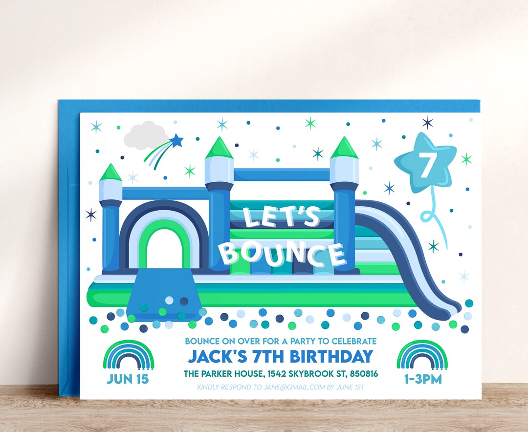 Bouncy Castle Birthday Invitation, Soft Play Invitation, Bounce House ...