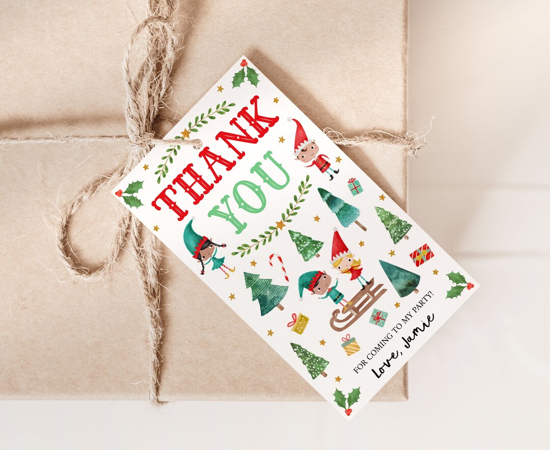 Editable Elf Thank You Tags, Christmas Gift Labels (digital Download ...