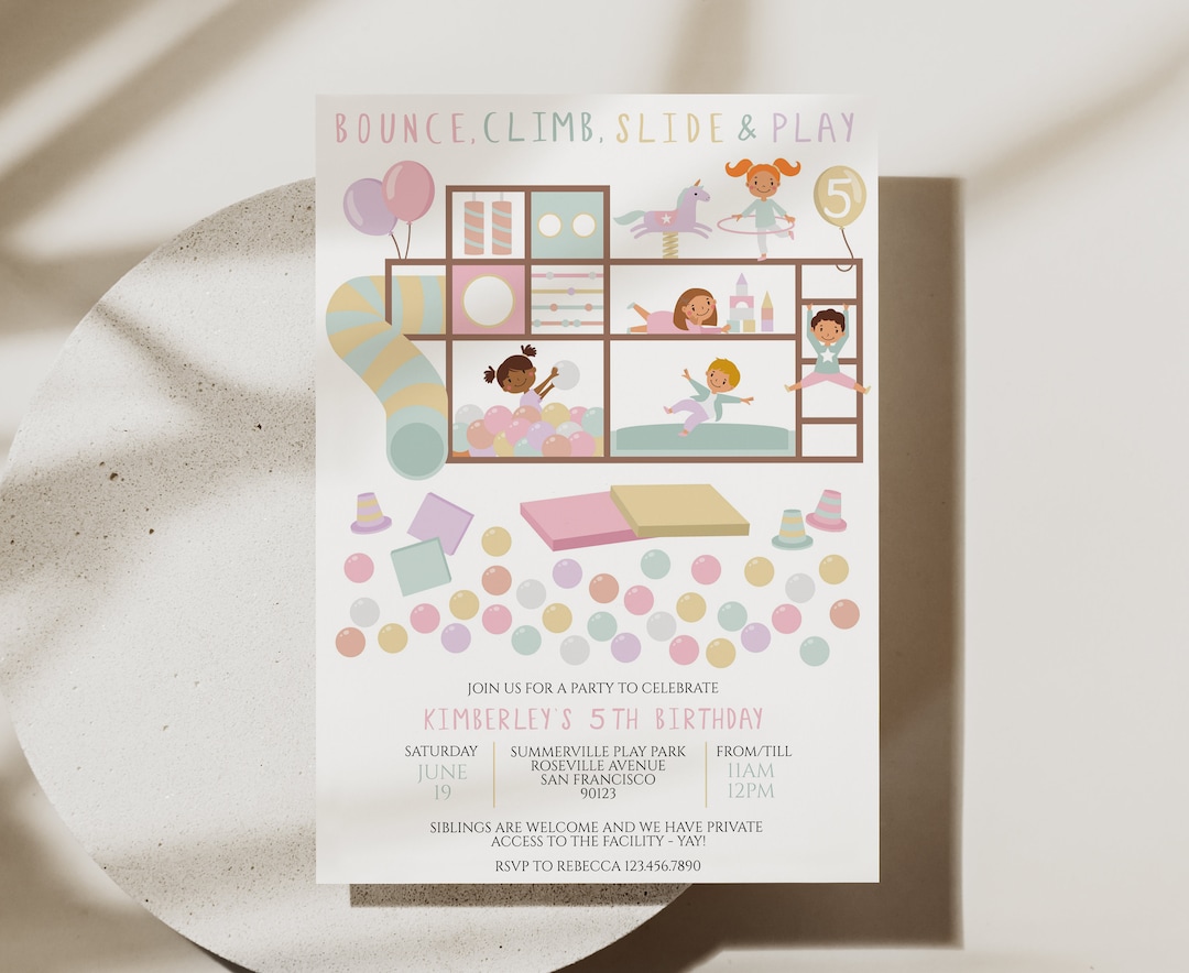 Jungle Gym Birthday Invitation Soft Play Invitation Bounce Invitation ...