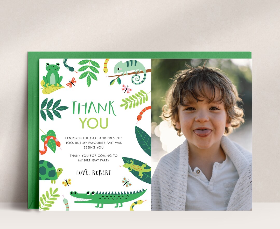 Reptile Thank You Card Printable Thank You Thank You - Etsy
