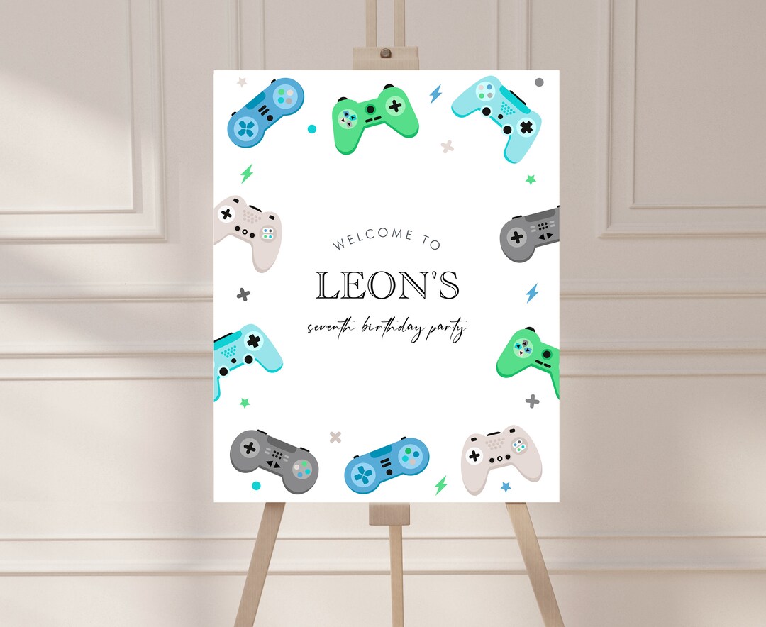 Video Game Birthday Party Welcome Sign, Custom Gamer Birthday Sign ...