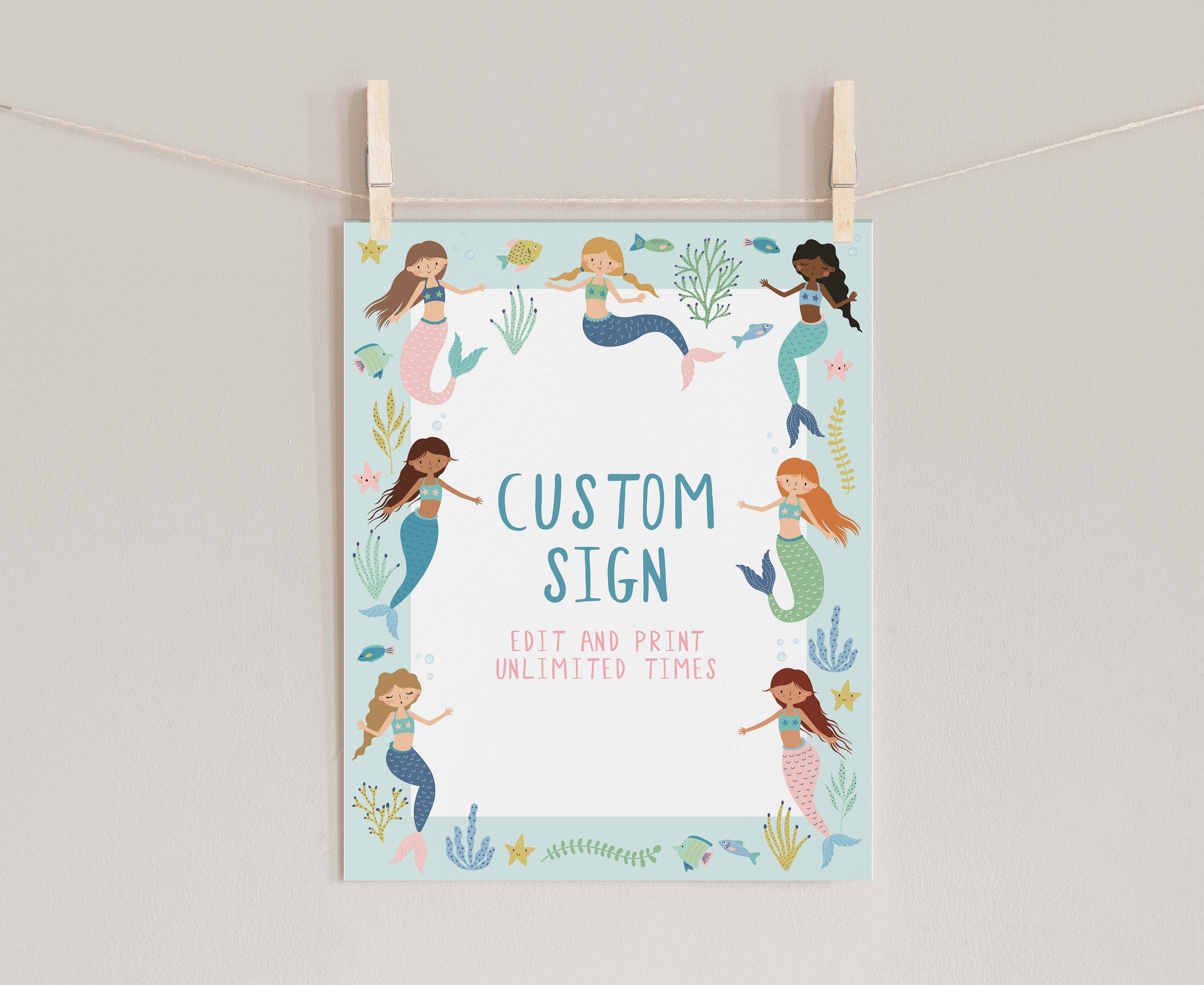 Mermaid Birthday Sign Mermaid Party Favor Sign Mermaid Party - Etsy