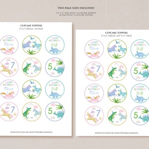 Unicorn and Dinosaur Cupcake Toppers, Unicorn and Dinosaur Party Decor ...