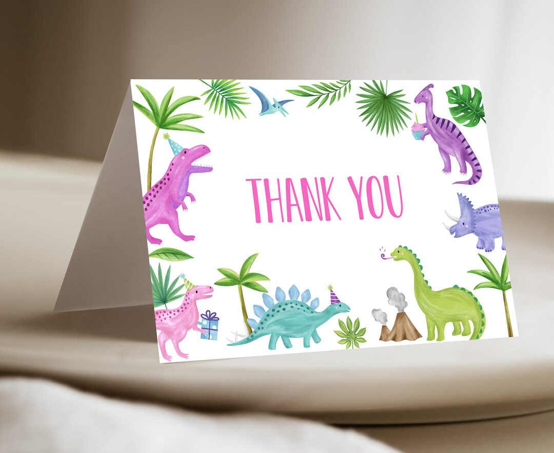 Dinosaur Thank You Card, Printable Thank You, Thank You Template ...