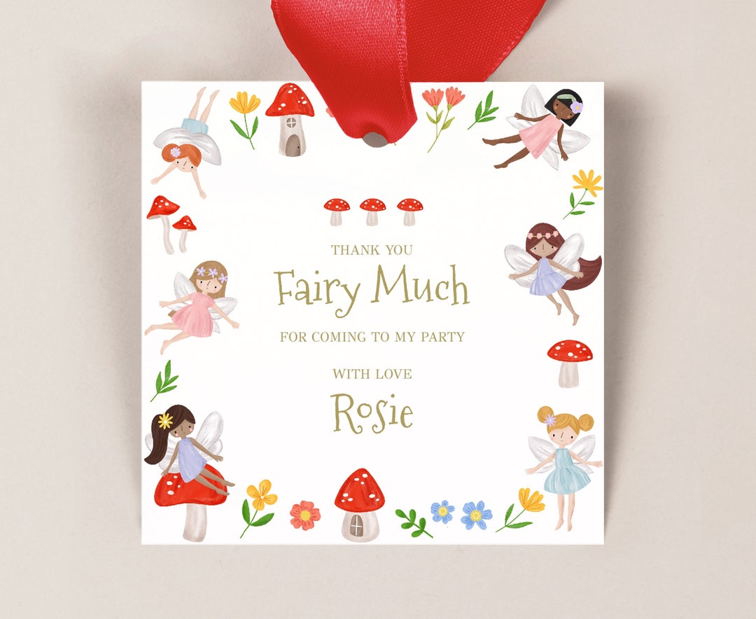 Editable Fairy Favor Tag Birthday Favor Tags Whimsical Fairy Thank You ...