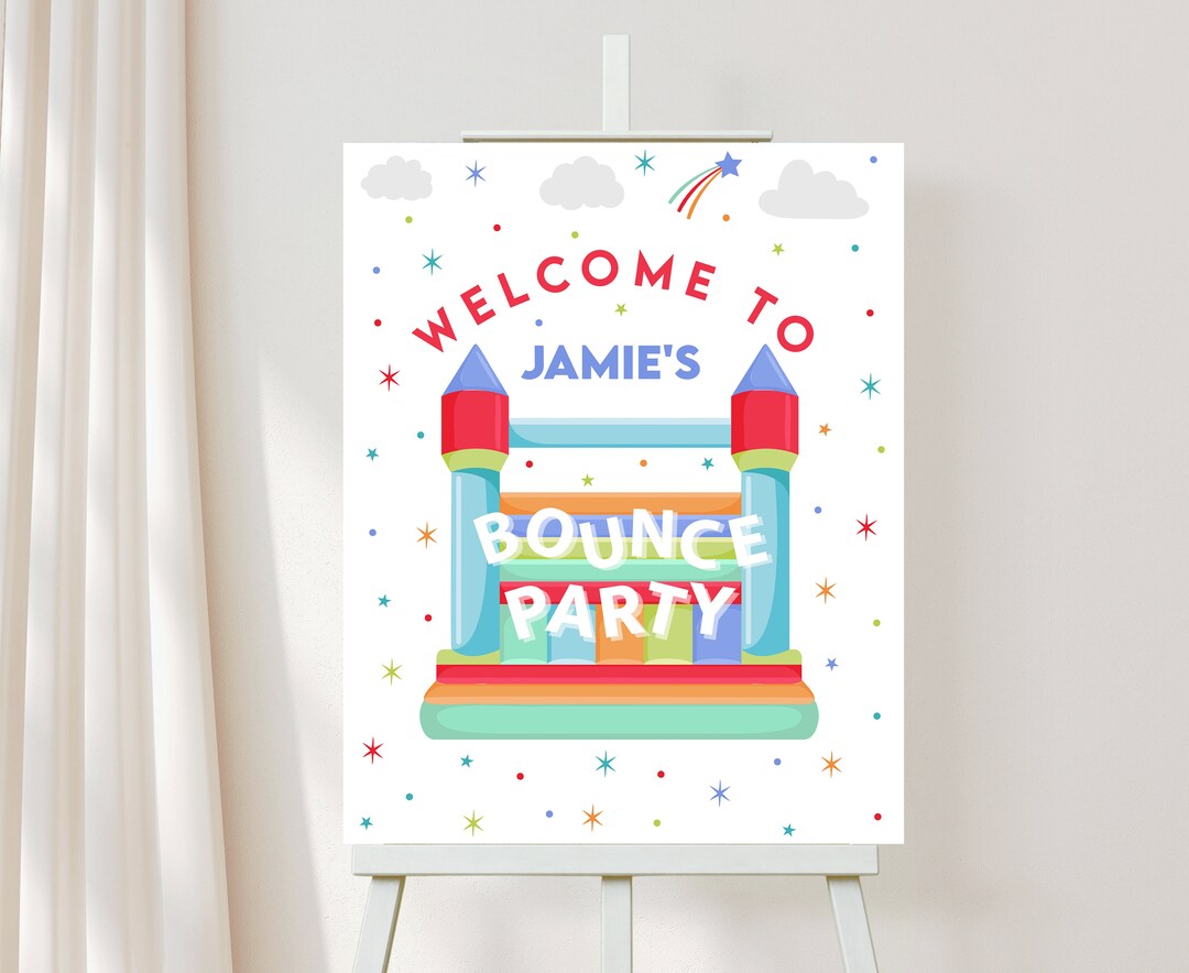 Bounce Welcome Sign, Editable Bounce House Birthday Sign, Bouncy Castle ...