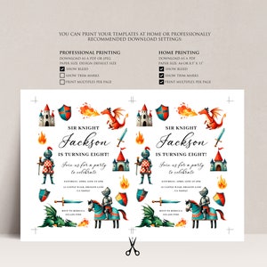 Knights and Dragons Birthday Invitation, Dragon Party Invitation ...