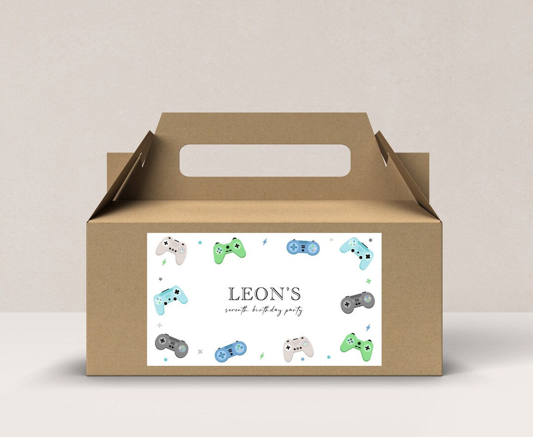 Video Game Birthday Party Gable Gift Box Label Gamer Birthday Treat Box ...