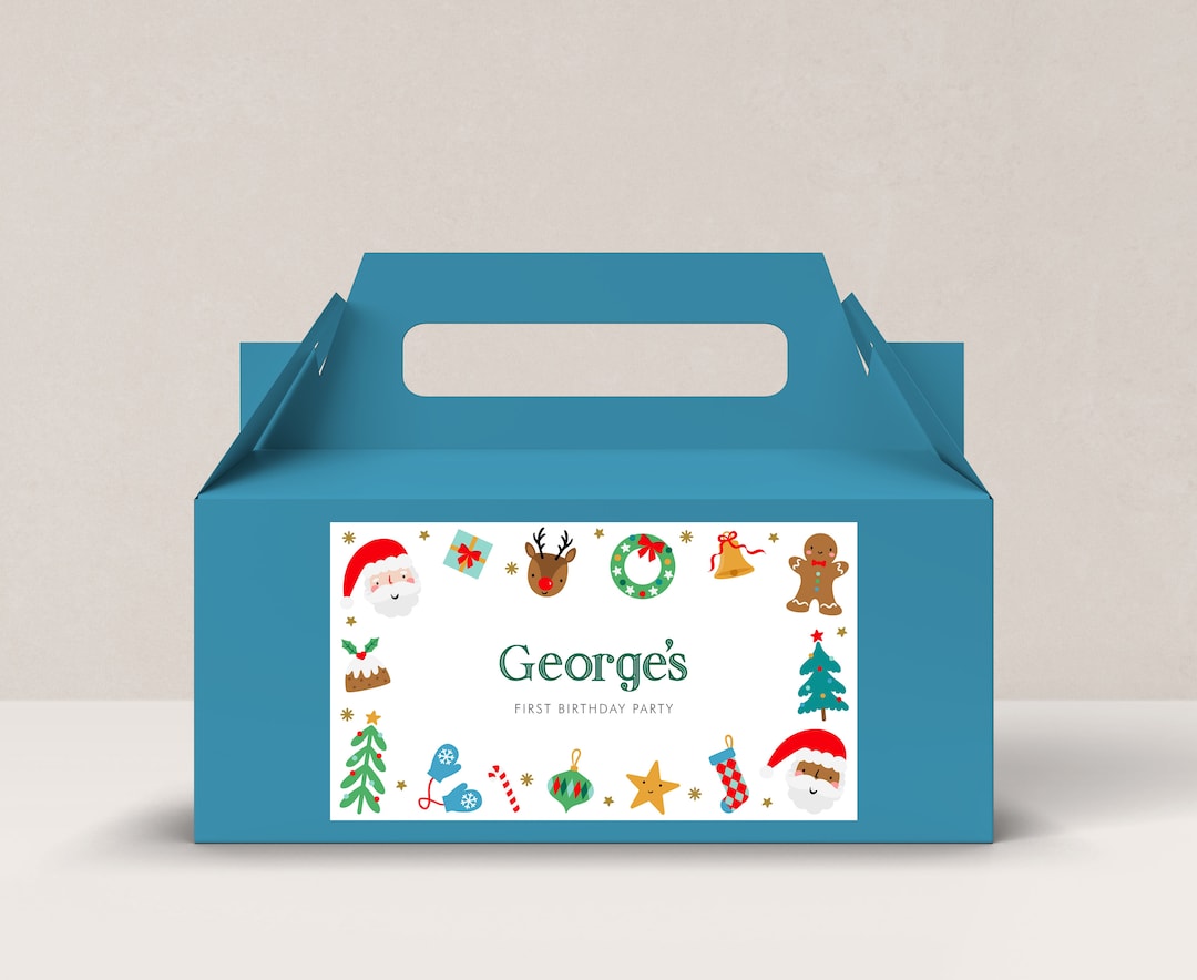 Christmas Birthday Gable Gift Box Label Christmas Birthday Treat Box ...