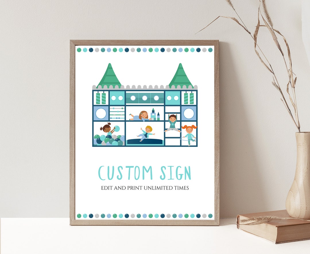 Soft Play Birthday Party Sign, Jungle Gym Party Sign, Printable Party ...