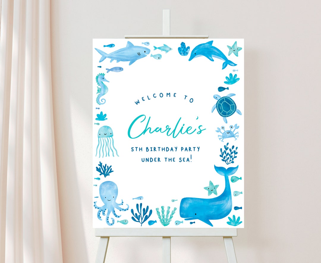 Under the Sea Birthday Welcome Sign Sea Animals Party Sign - Etsy