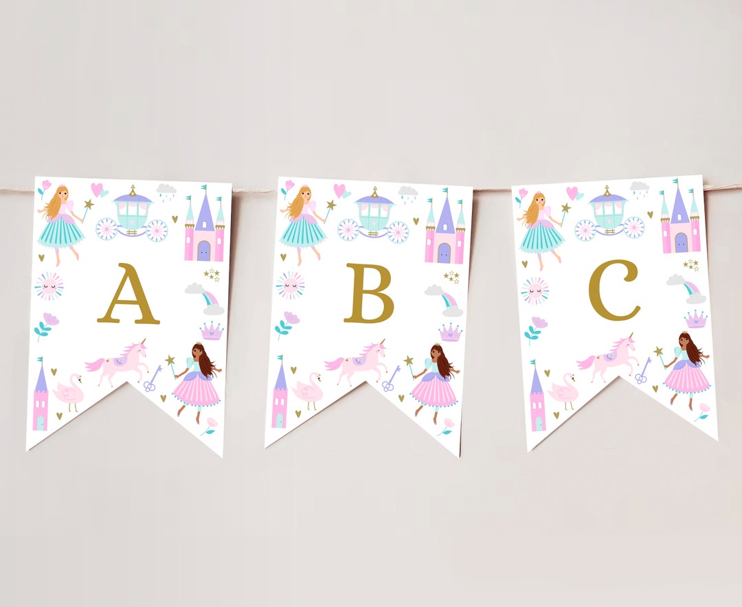 Princess Birthday Bunting, Princess Party Bunting, Princess Bunting ...