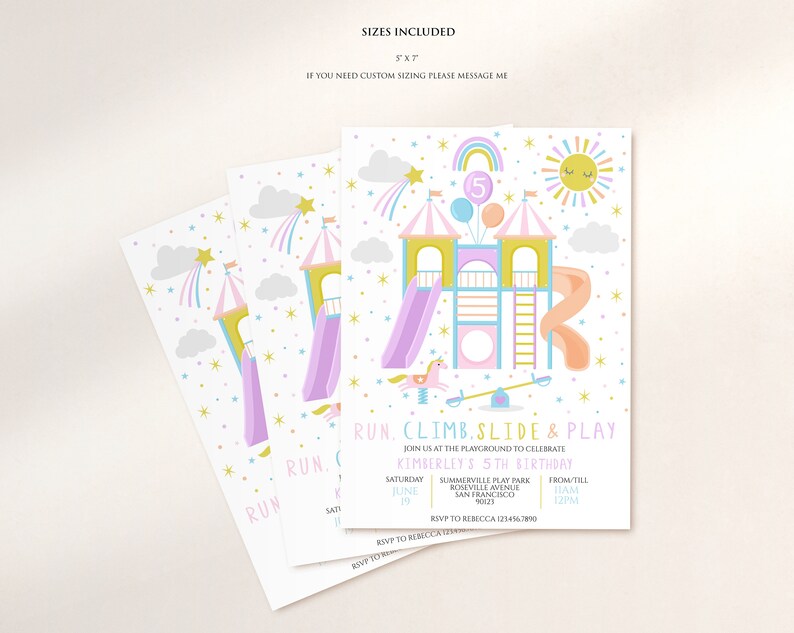 Park Party Invitation Playground Birthday Invitation Park - Etsy