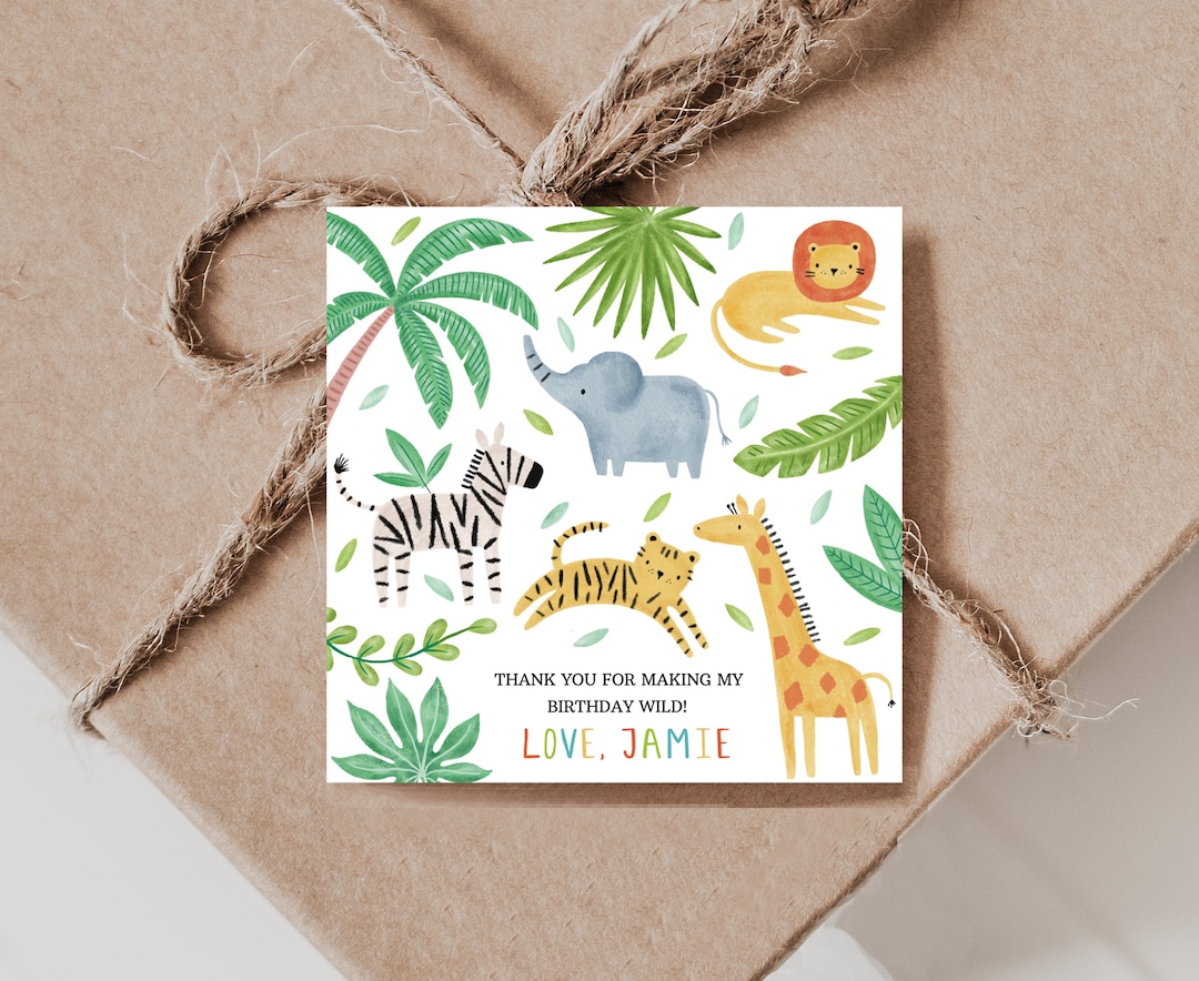 Jungle Party Gift Tag Jungle Favor Tags Jungle Animals Birthday Party ...