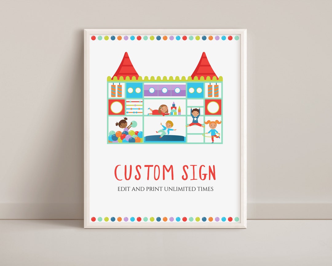 Soft Play Birthday Party Sign Jungle Gym Party Sign - Etsy