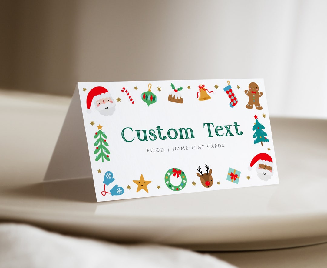 Christmas Tent Card, Editable Christmas Food Card, Printable Christmas ...