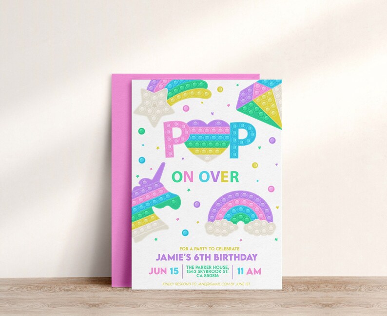 Pop It Birthday Party Invitation Editable Pop It Birthday - Etsy