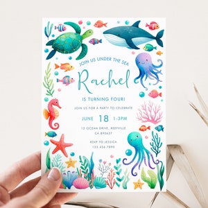 Under the Sea Birthday Invitation, Under the Sea Editable Template ...