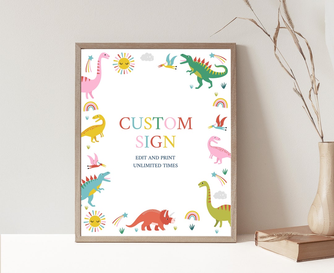 Dinosaur Birthday Sign, Dinosaur Party Favor Sign, Dinosaur Party Sign ...