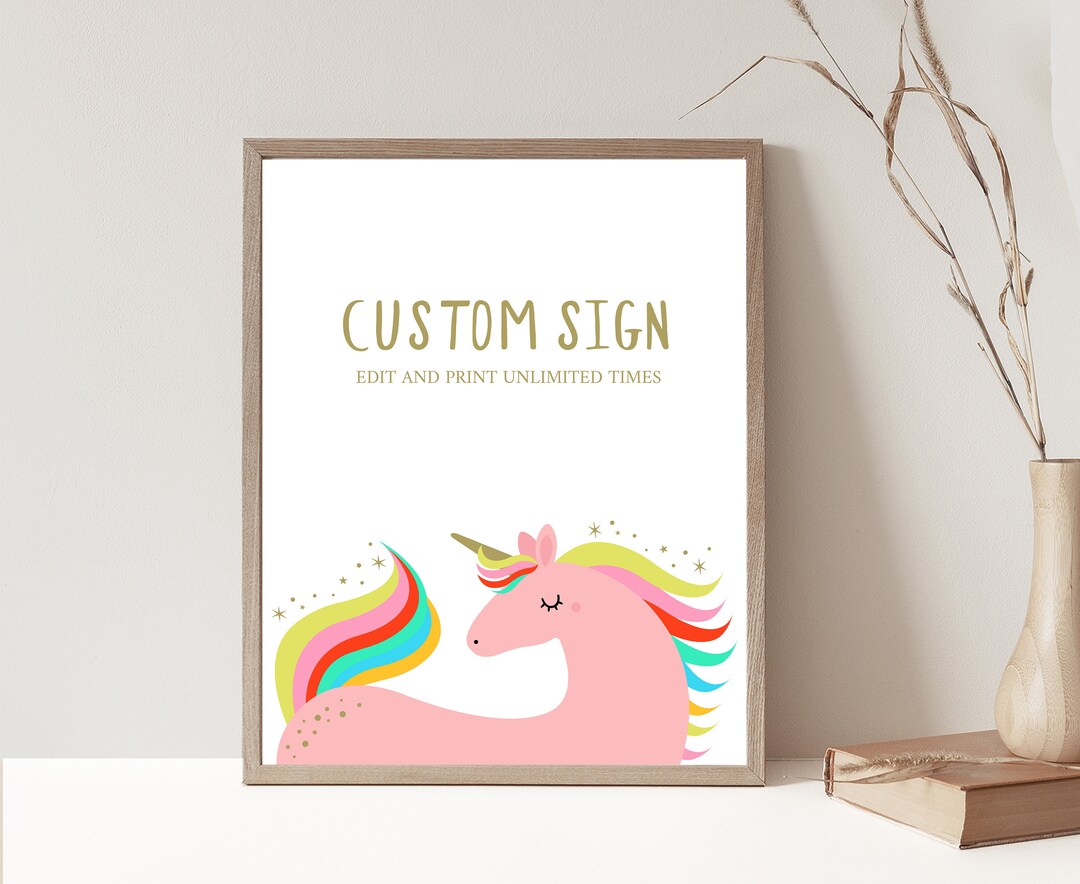 Unicorn Birthday Sign Unicorn Party Favor Sign Unicorn Party Sign ...