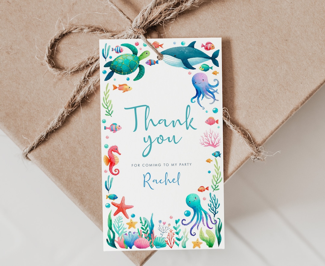 Under the Sea Birthday Favor Tags, Ocean Animals Party Gift Tags, Sea ...