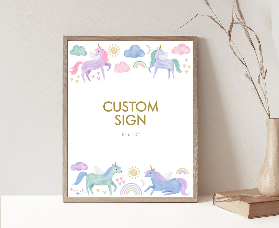 Magical Unicorn Birthday Party Sign Unicorn Party Favor Sign Rainbow ...