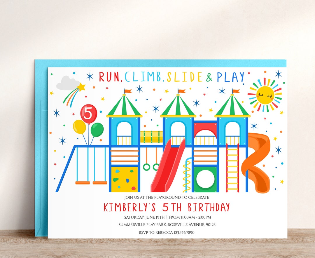 Park Party Invitation, Playground Birthday Invitation, Park Birthday ...