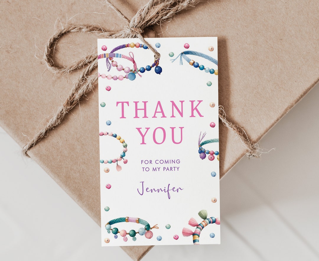 Friendship Bracelet Birthday Favor Tags: Girly Jewellery Party ...