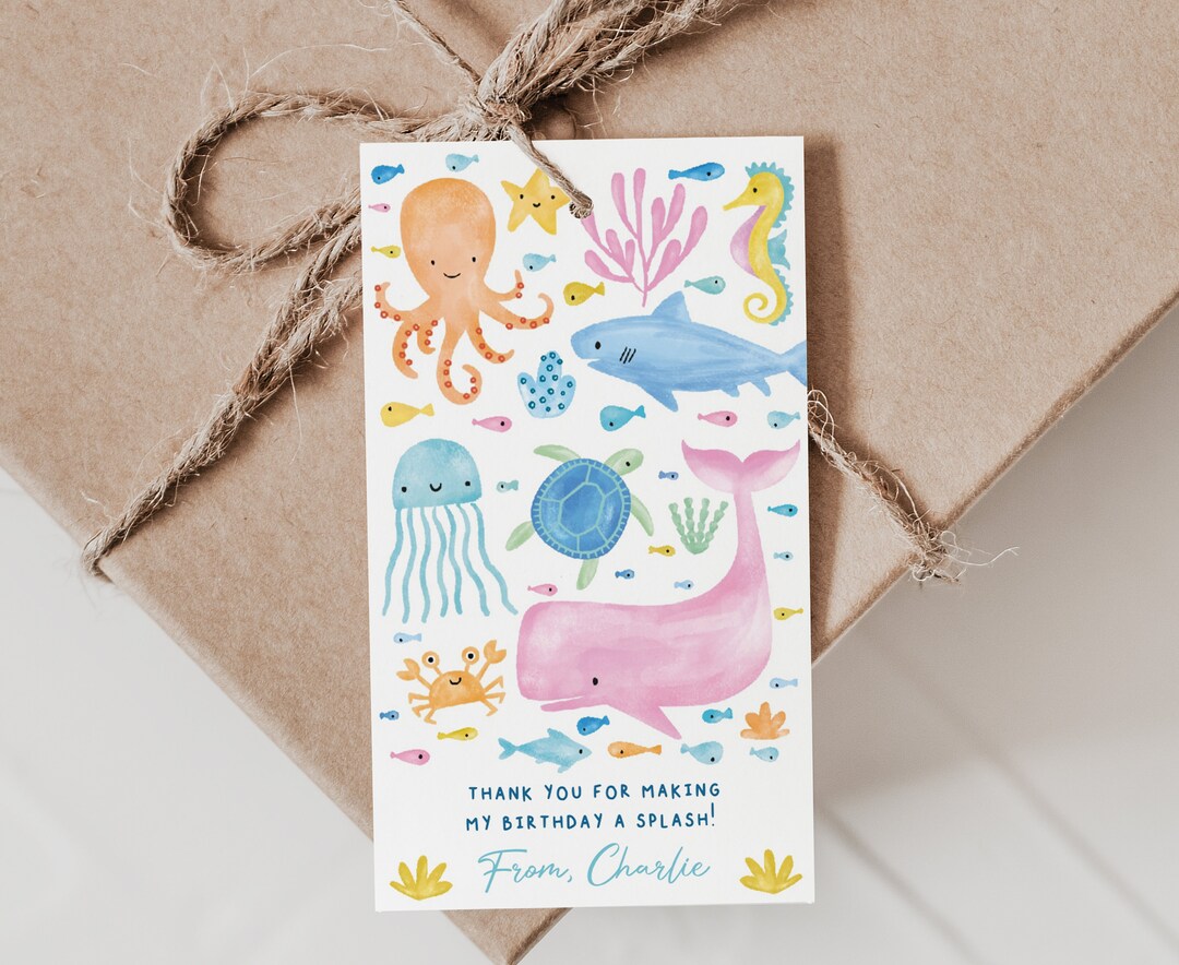 Under the Sea Birthday Favor Tags, Sea Animals Decor (printable Custom ...