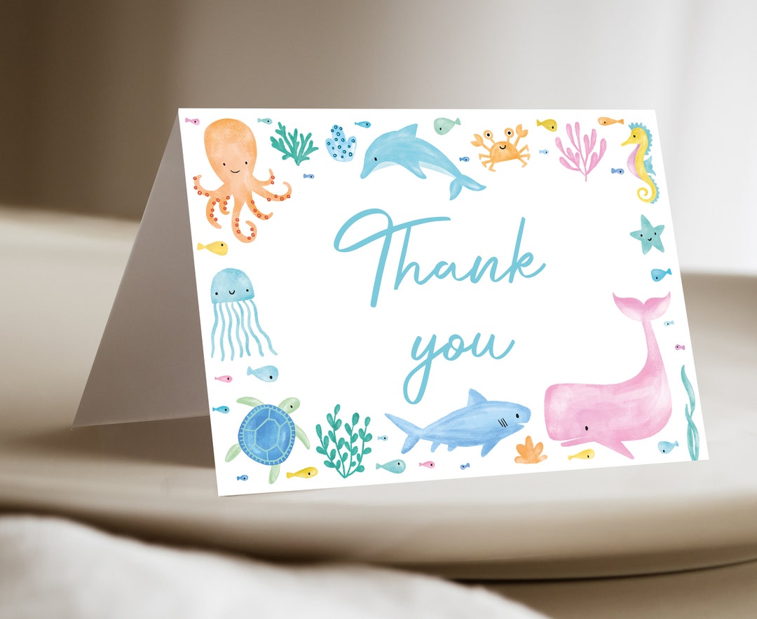 Under the Sea Thank You Card, Printable Thank You, Thank You Template ...