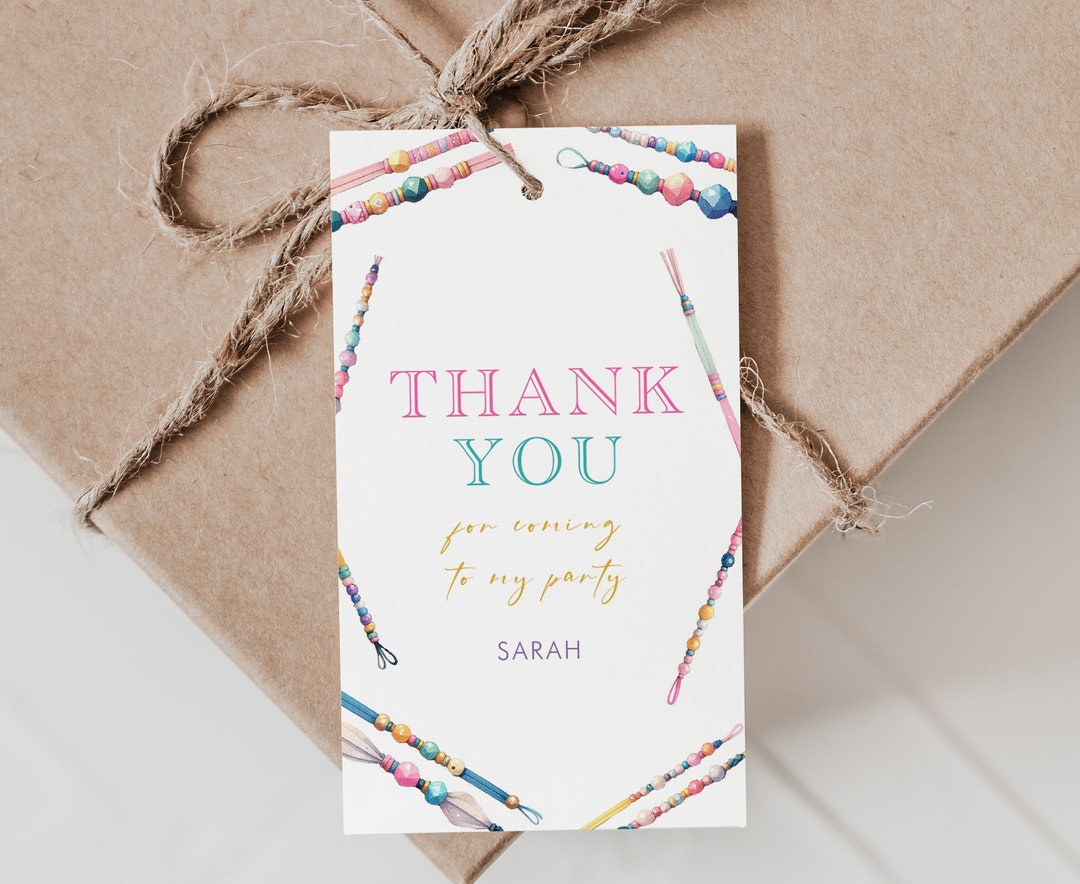 Editable Friendship Bracelet Birthday Favor Tags: Girly Jewellery Party ...