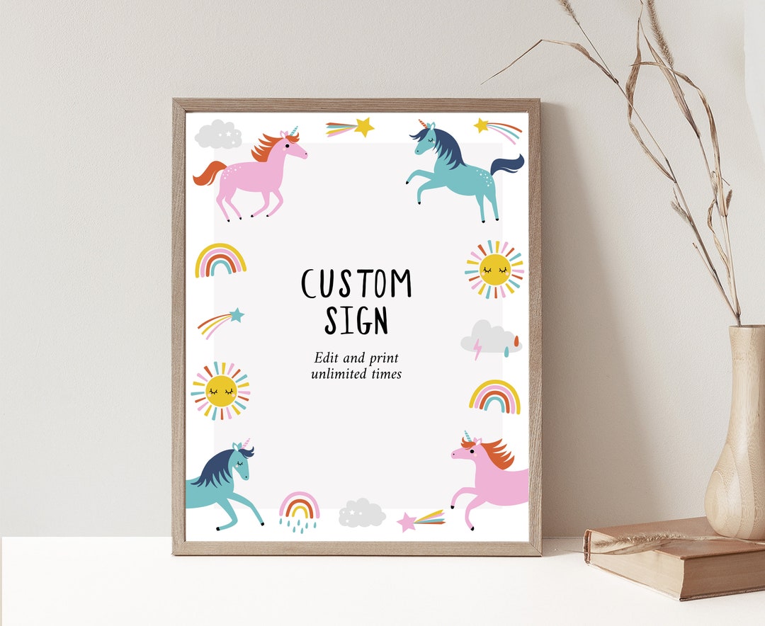 Magical Unicorn Birthday Sign Unicorn Party Favor Sign Unicorn Party ...