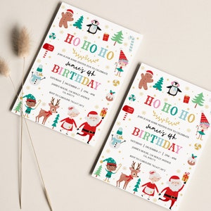 Editable Christmas Birthday Invitation, Christmas Party Invitation ...