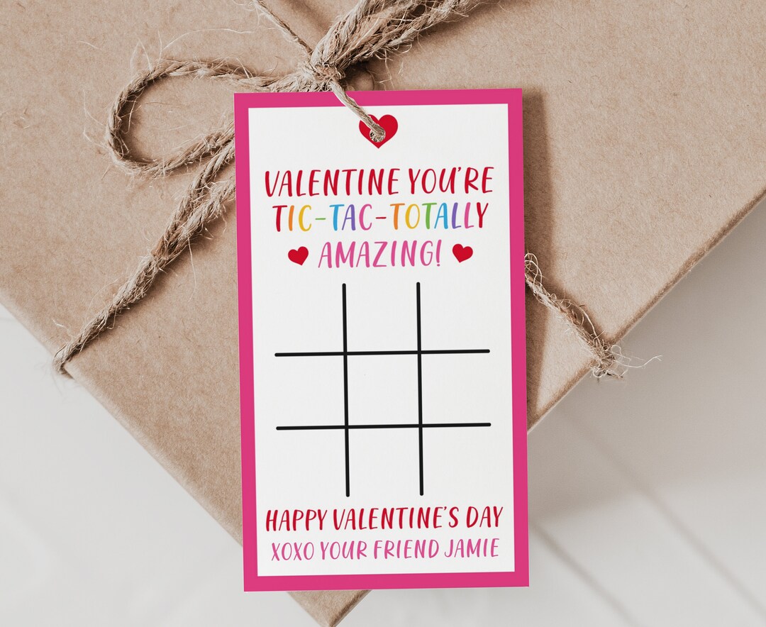 Editable Valentine Tic-tac-toe Gift Tag: School Favor (digital Download ...