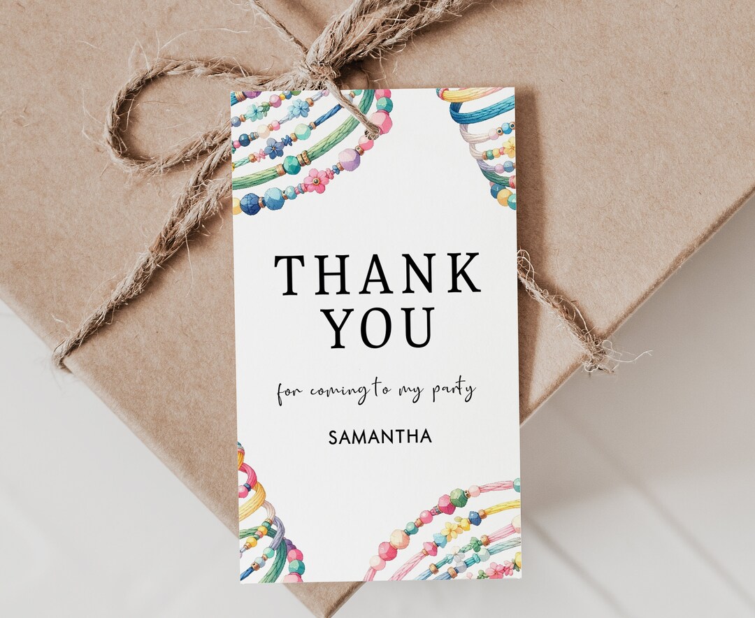 Editable Friendship Bracelet Birthday Favor Tags, Jewellery Party Gift ...