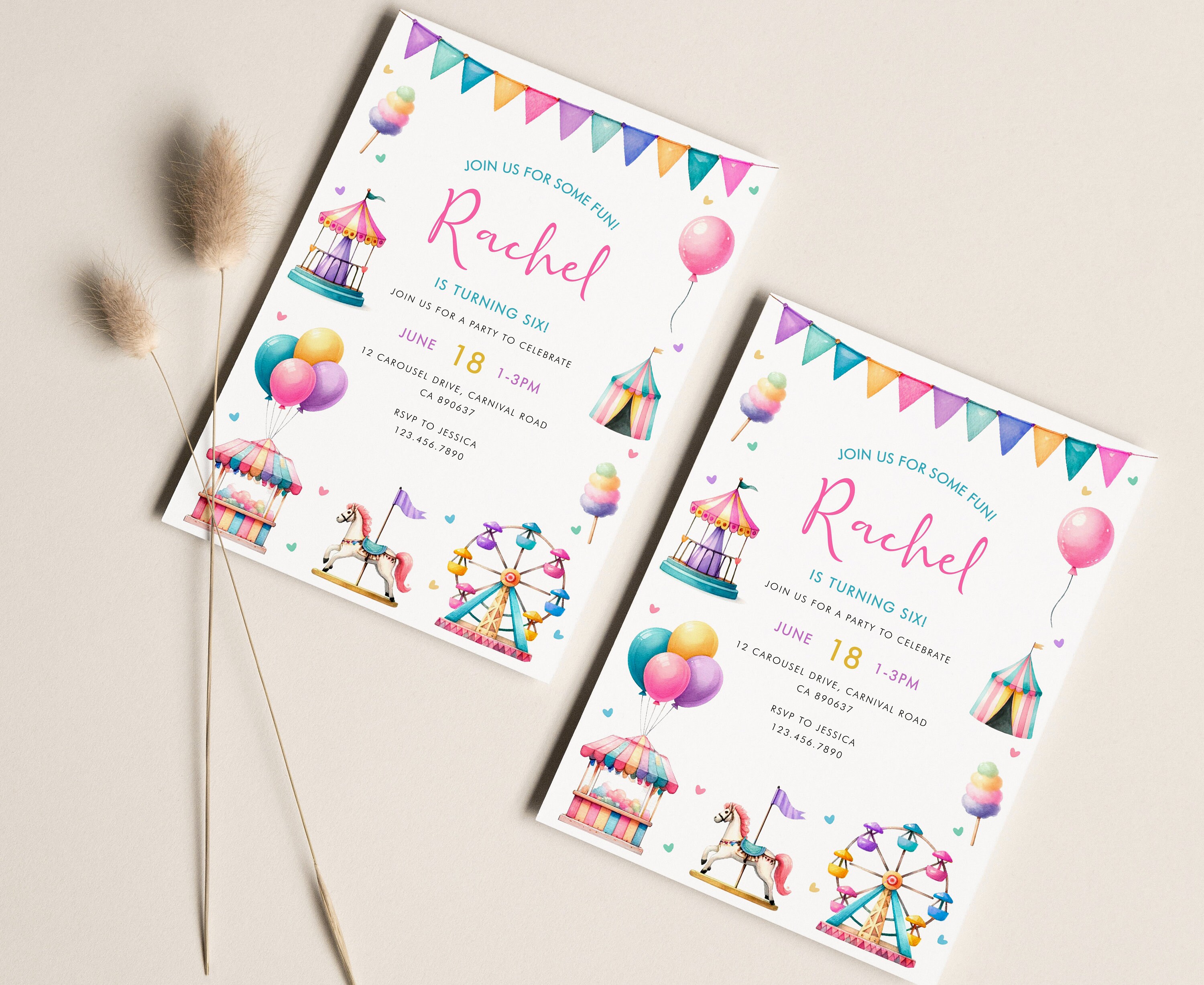 Fairground Birthday Invitation, Carnival Party (editable Template) - Etsy
