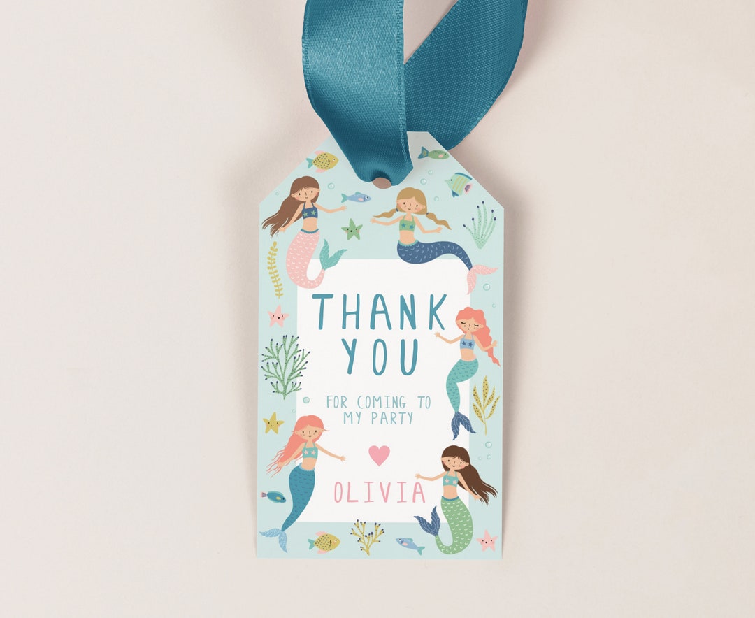 Editable Mermaid Tags Mermaid Thank You Tags Custom Mermaid - Etsy
