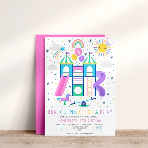 Playground Birthday Invitation EDITABLE Park Party - Etsy