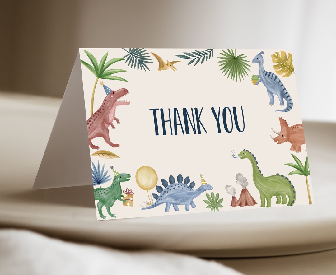 Dinosaur Thank You Card, Printable Thank You, Thank You Template ...