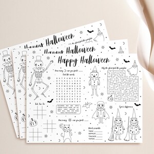 Halloween Kids Activity Placemat, Halloween Coloring Page, Halloween ...