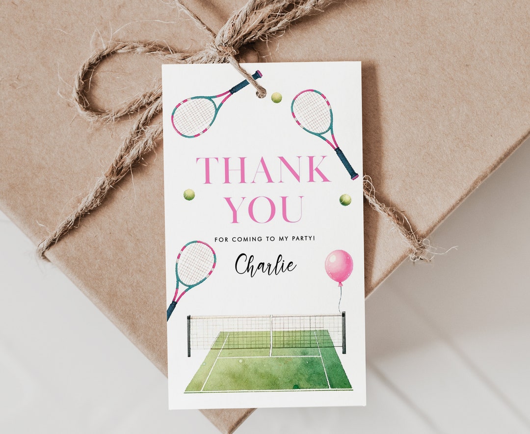 Tennis Birthday Favor Tags, Tennis Party Gift Tags, Tennis Thank You ...