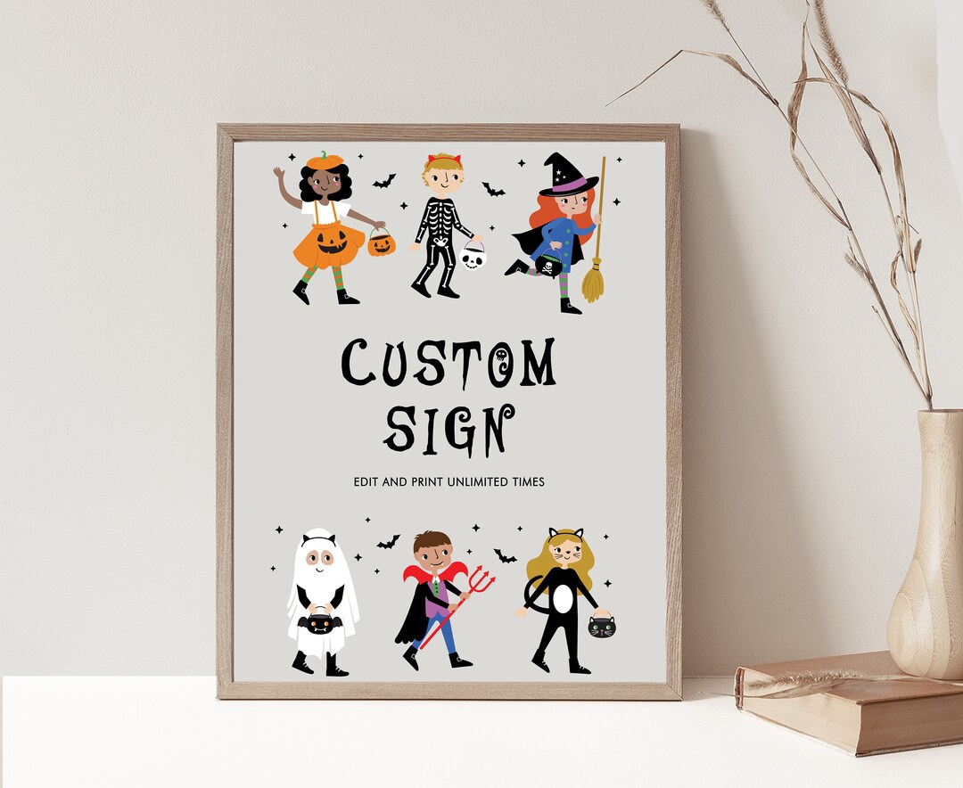 Editable Halloween Costume Party Sign, Birthday Decor (digital Download ...