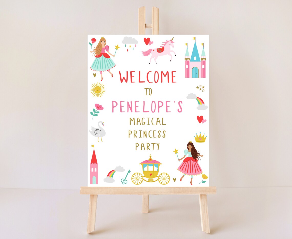 Princess Welcome Sign Editable Princess Birthday Sign | Etsy