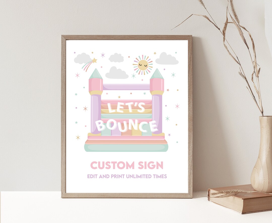 Bounce House Birthday Party Sign, Bouncy Castle Party Sign, Printable ...