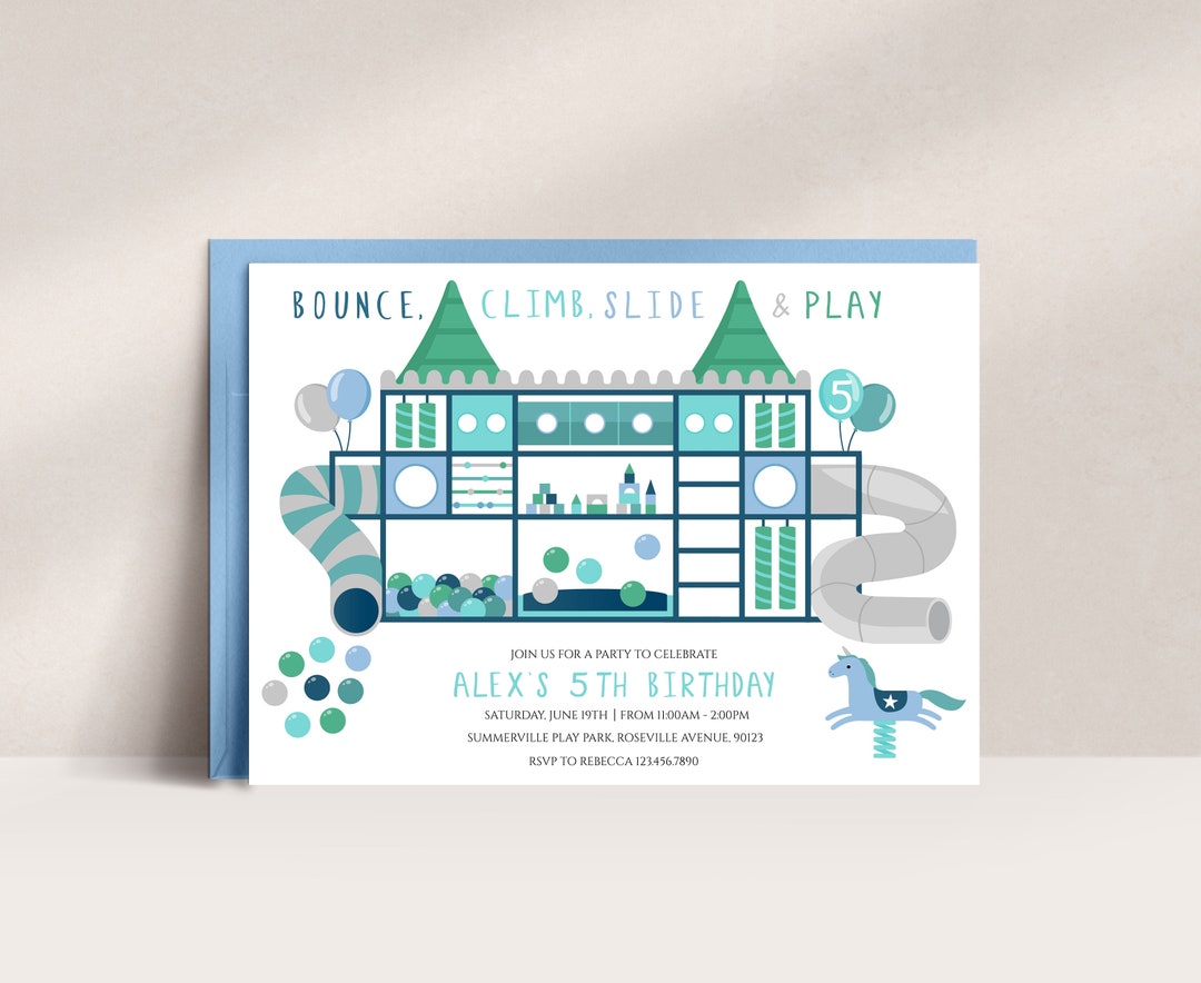 Bounce Jungle Gym Invitation Soft Play Invitation Birthday Invitation ...