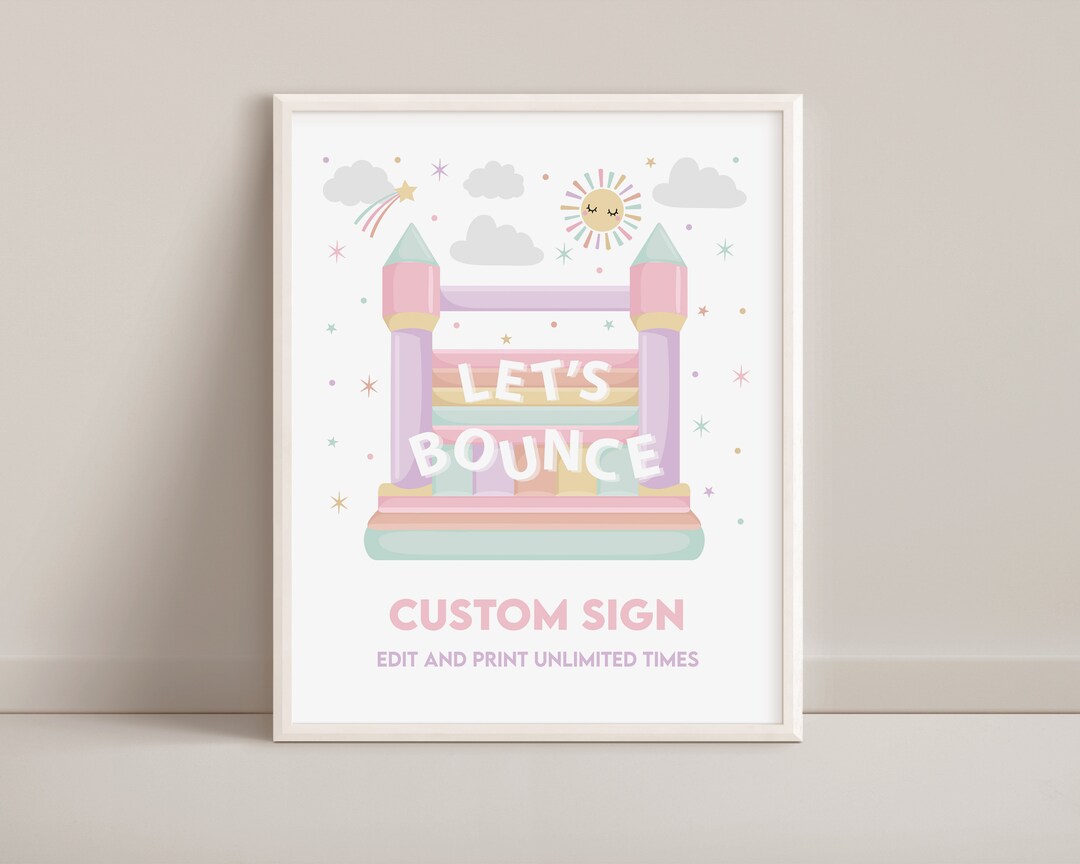 Bounce House Birthday Party Sign, Bouncy Castle Party Sign, Printable ...